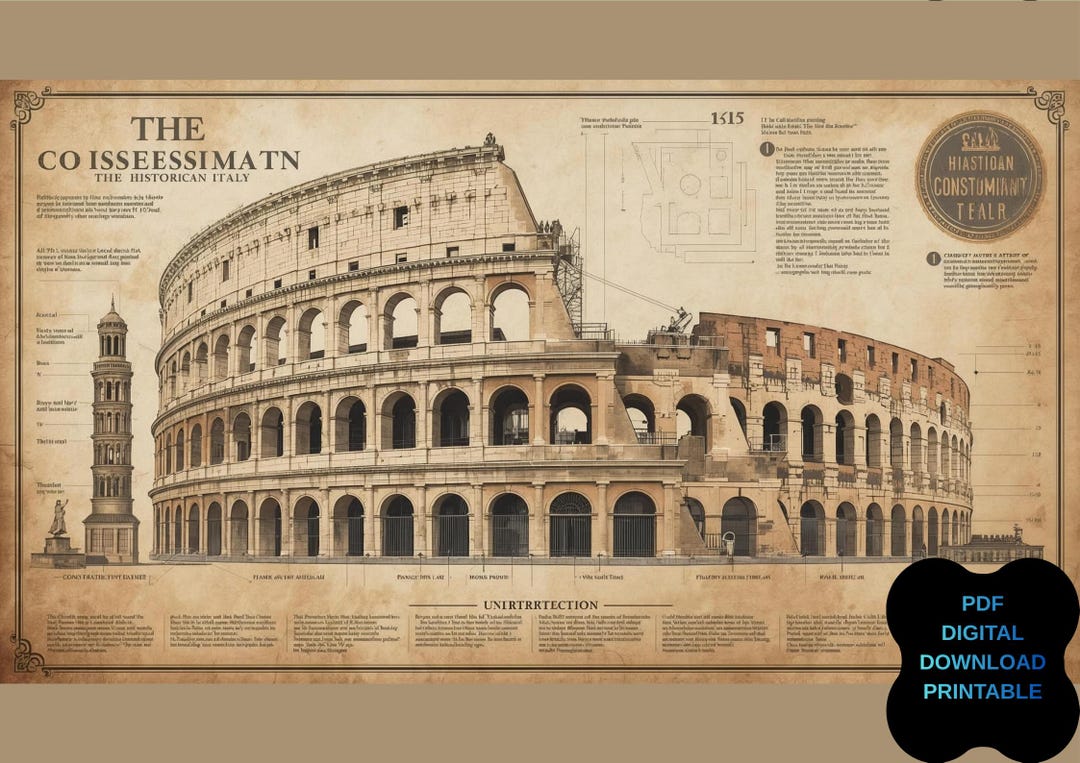 Colosseum Building Process Wall Art, Ancient Roman Architecture Poster ...