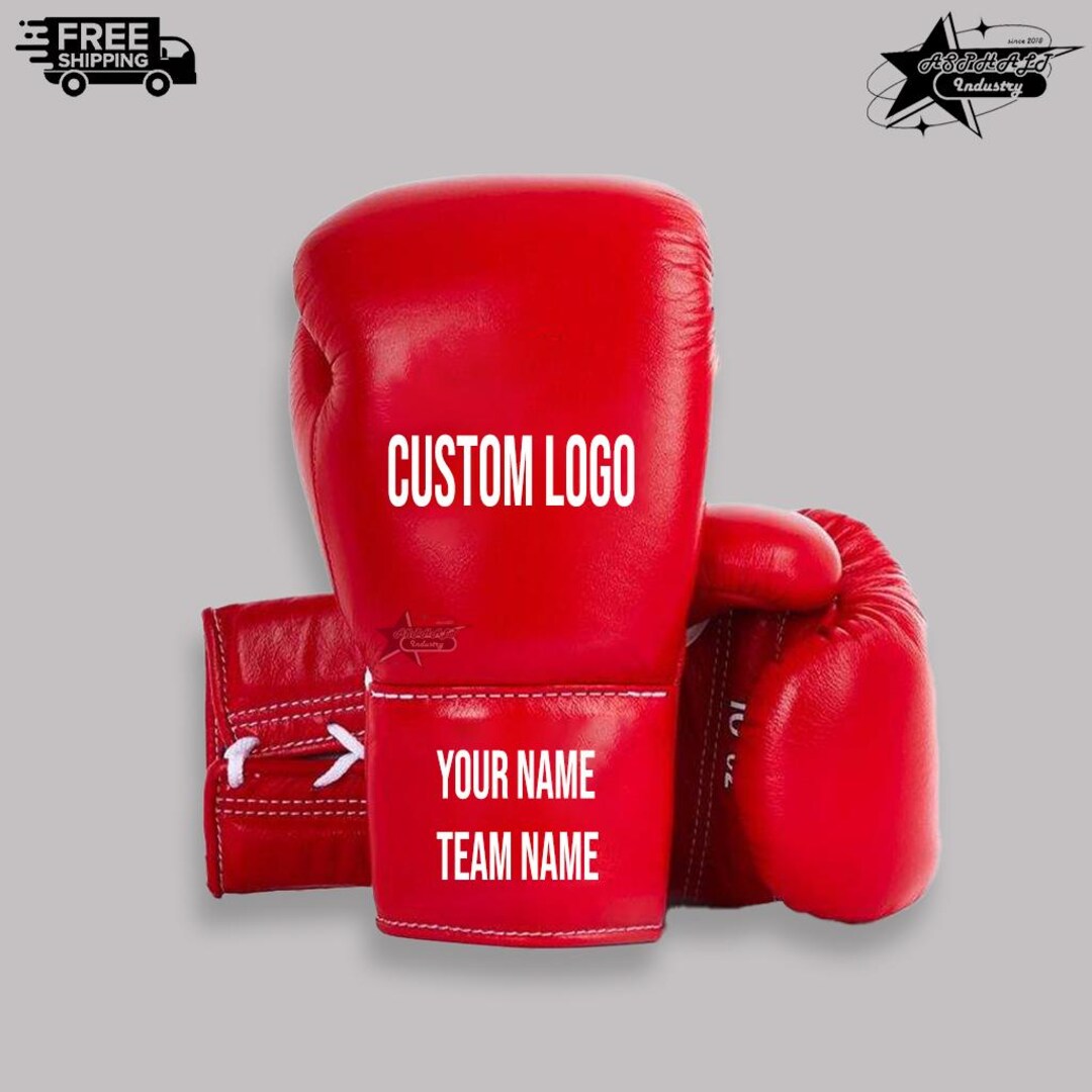 Personalized Leather Boxing Gloves Custom Logo Training Sparring Fight ...