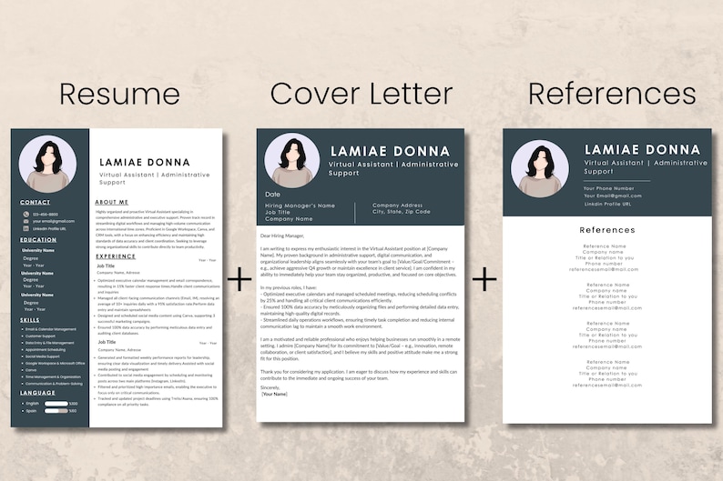 2026 Modern Resume Template | Editable in Canva | for Virtual Assistant ...