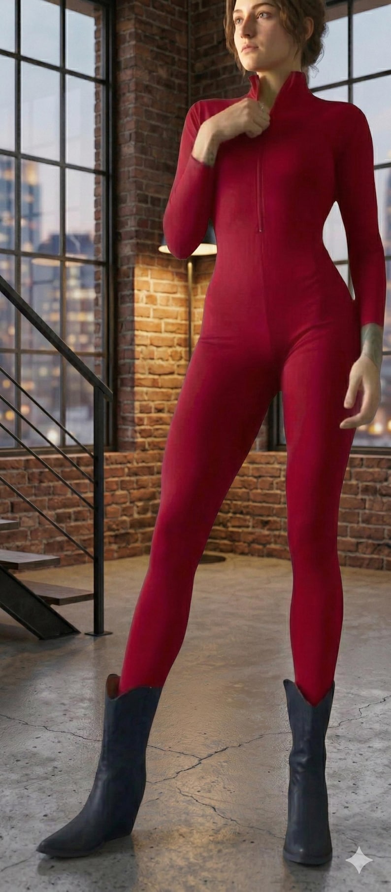 Digital Catsuit Pattern With Front Zipper and High Neck, 5 Sizes ...