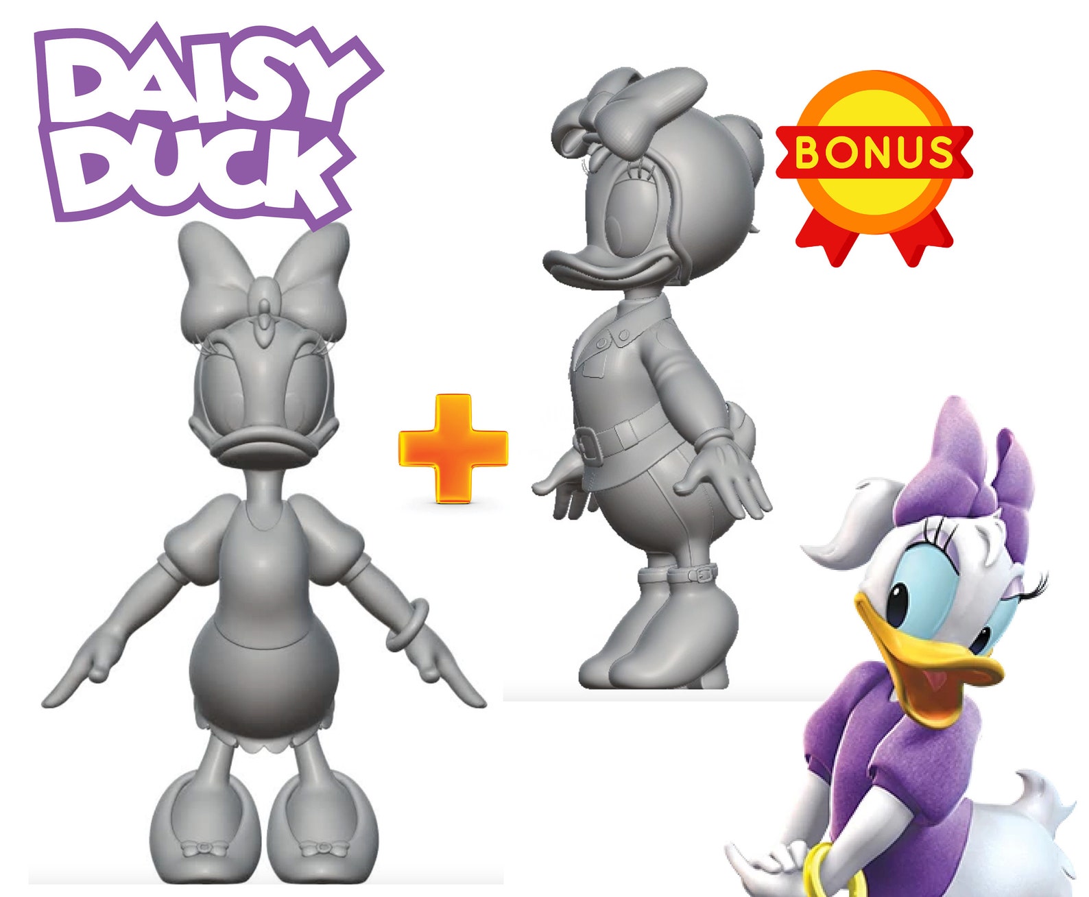 Daisy Duck 3D Obj File, Bonus Pack, Digital Instant Download - Etsy