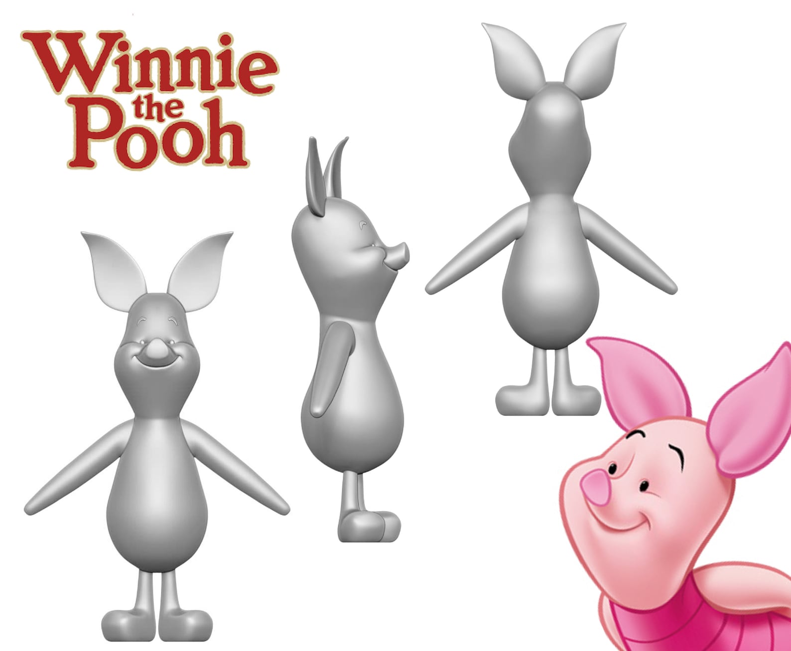 Piglet 3D Printing Obj File, Digital Instant Download - Etsy