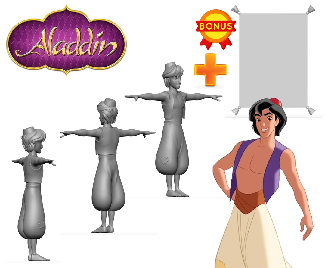 Aladdin OBJ Files for 3d Printing, Bonus Pack, Digital Instant Download ...