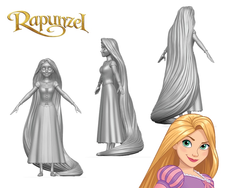 Rapunzel With Her Hair Down 3D Obj File, Digital Instant Download - Etsy