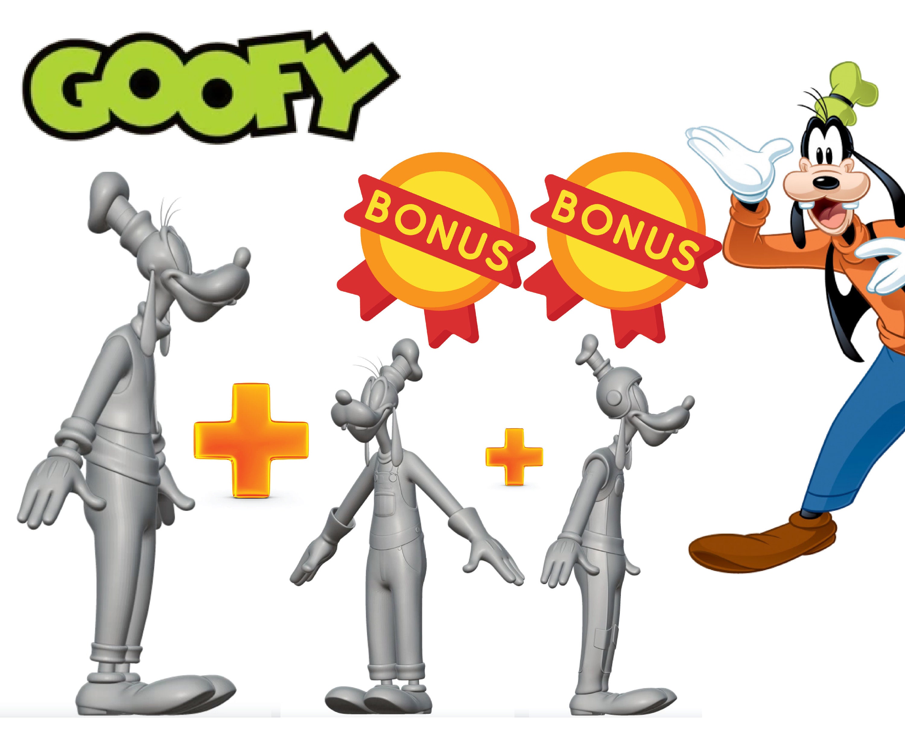 Goofy 3D Obj File, Bonus Pack, Digital Instant Download - Etsy
