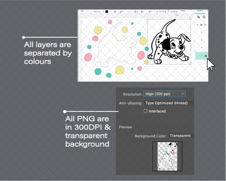 36 Digital Dalmatians Design for Cutting Machine, Sublimation, Printing. Layered Svg ...