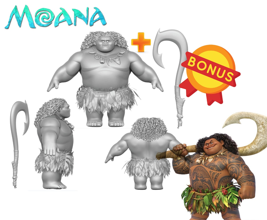 Maui and Magical Fish Hook 3D Obj File, Digital Instant Download - Etsy
