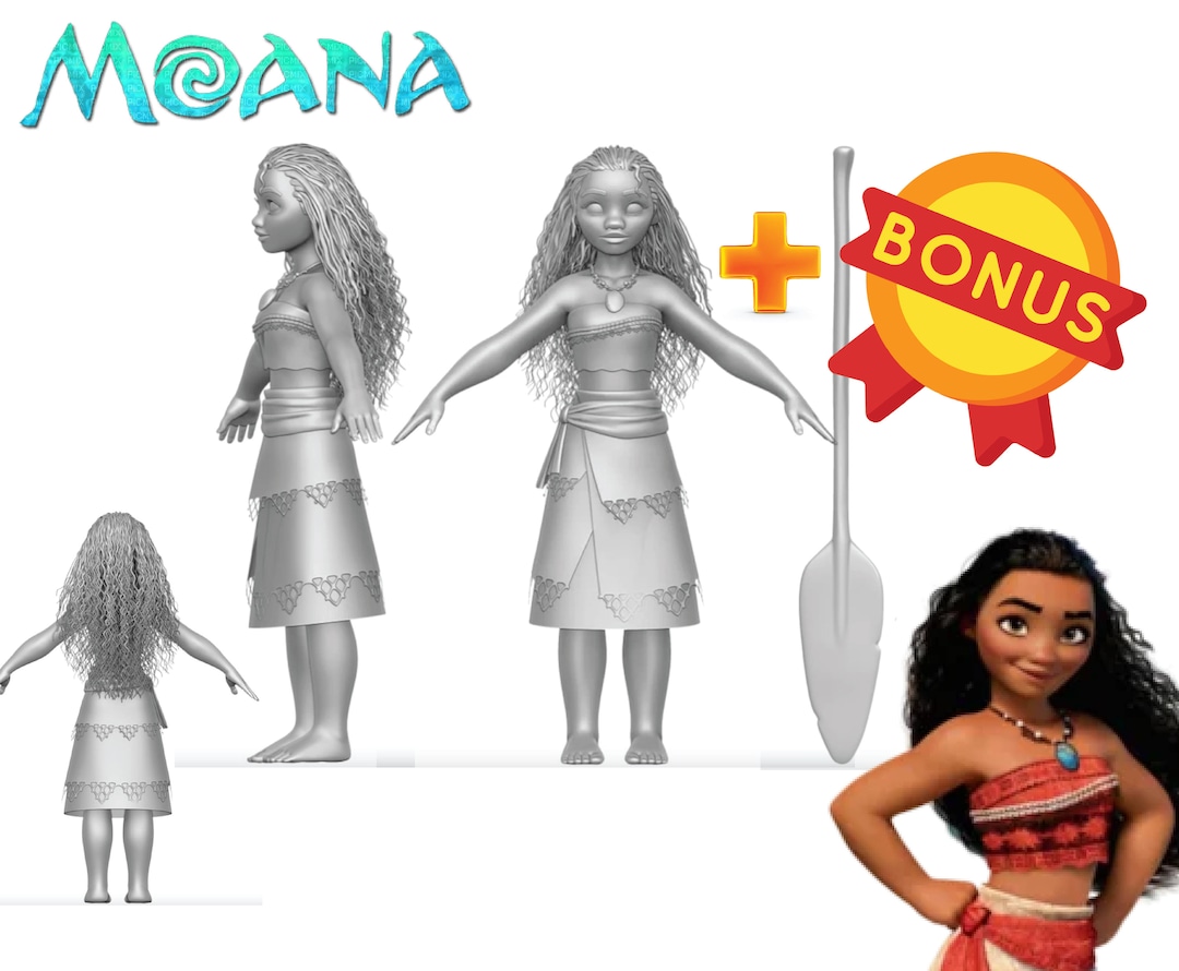 Moana and Magical Oar 3D Obj File, Digital Instant Download - Etsy