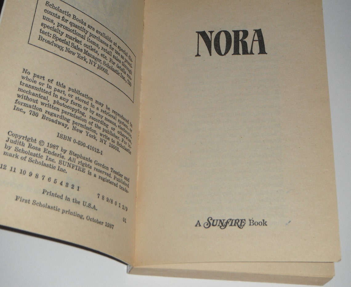 Nora by Jeffie Ross Gordon Vintage Softcover Scholastic Sunfire Young ...