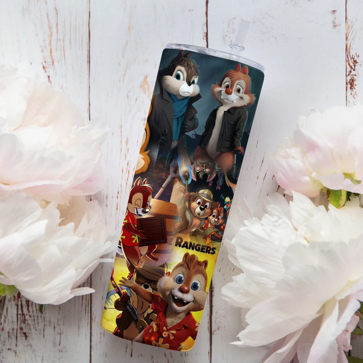 Chipmunks Friends 20oz Skinny Tumbler Cup, Chipmunk Animal 20oz Tumbler ...