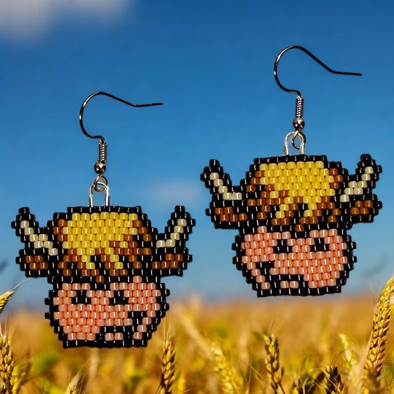Highland Cow Beaded Earrings - Etsy