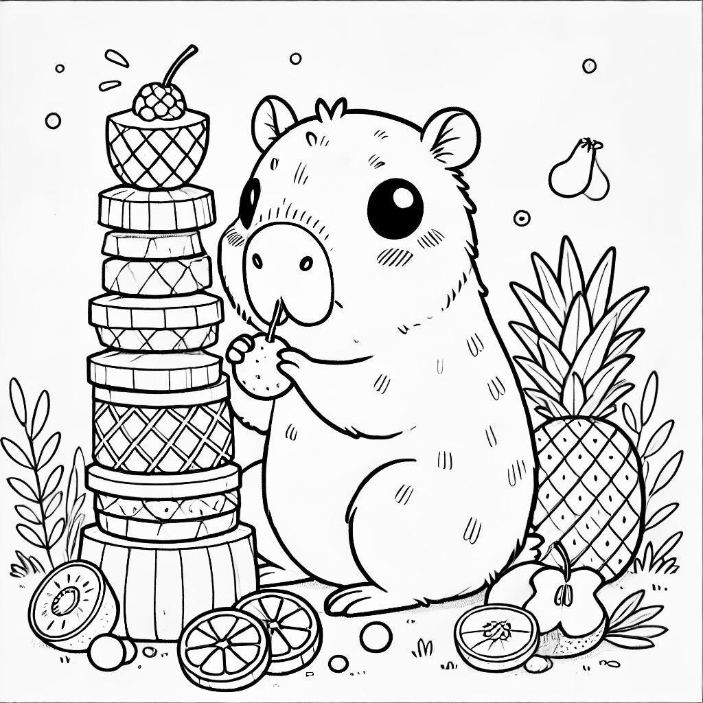 Capybara Coloring Book | Relaxing Animal Designs to Color | Cute ...