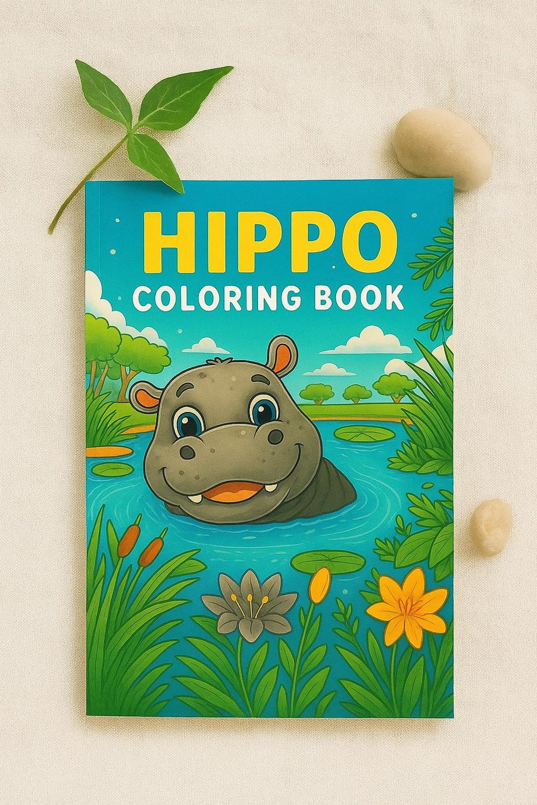 Hippo Coloring Book | Cute Hippo Coloring Pages | Fun Water Animals for ...