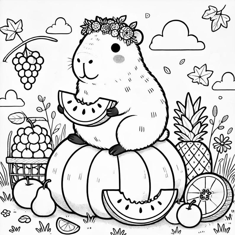 Capybara Coloring Book | Relaxing Animal Designs to Color | Cute ...