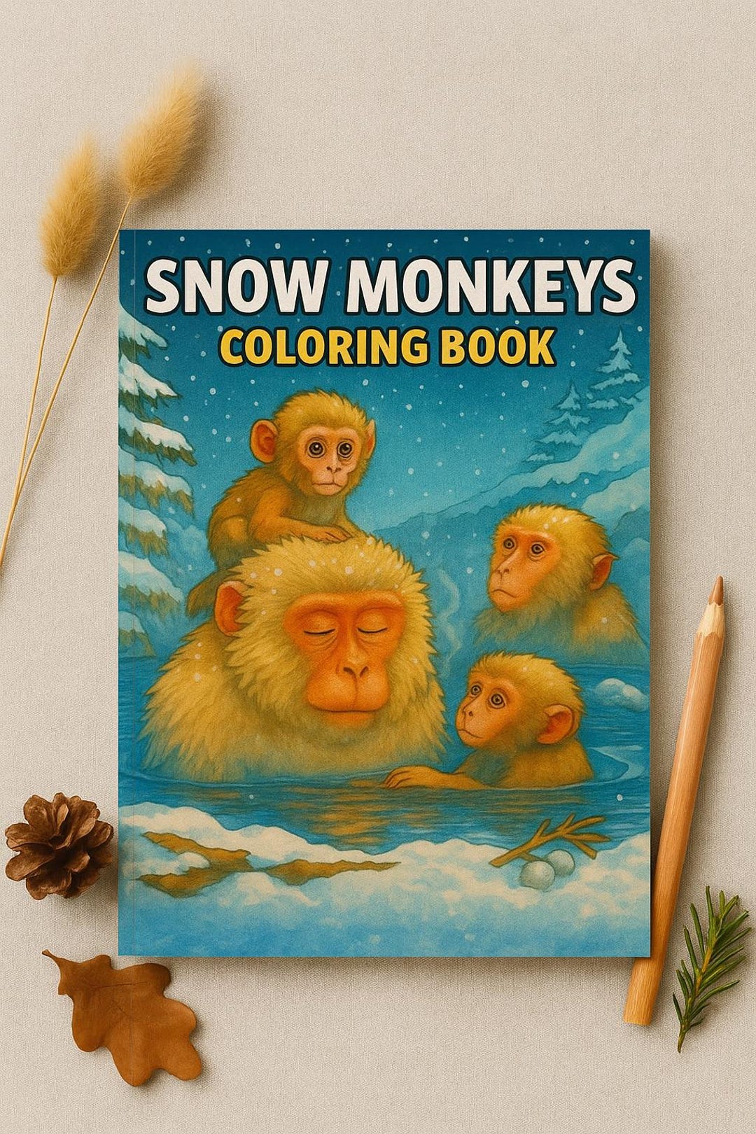Snow Monkey Coloring Book | Japanese Snow Monkeys to Color | Cute ...