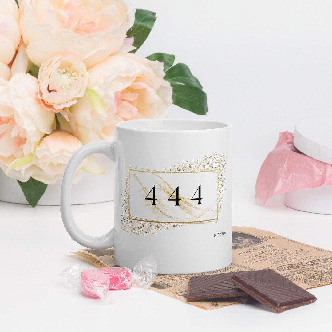 Angel Number 444 White Glossy Mug - Etsy