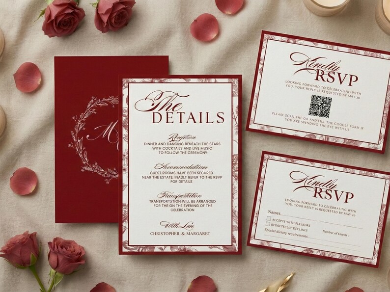 Buy Old Money Wedding Details Card and RSVP Template With Additional ...