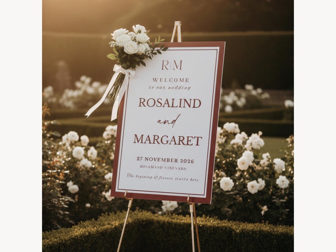 Buy Old Money Wedding Welcome Sign Template, Burgundy Vintage Entrance ...