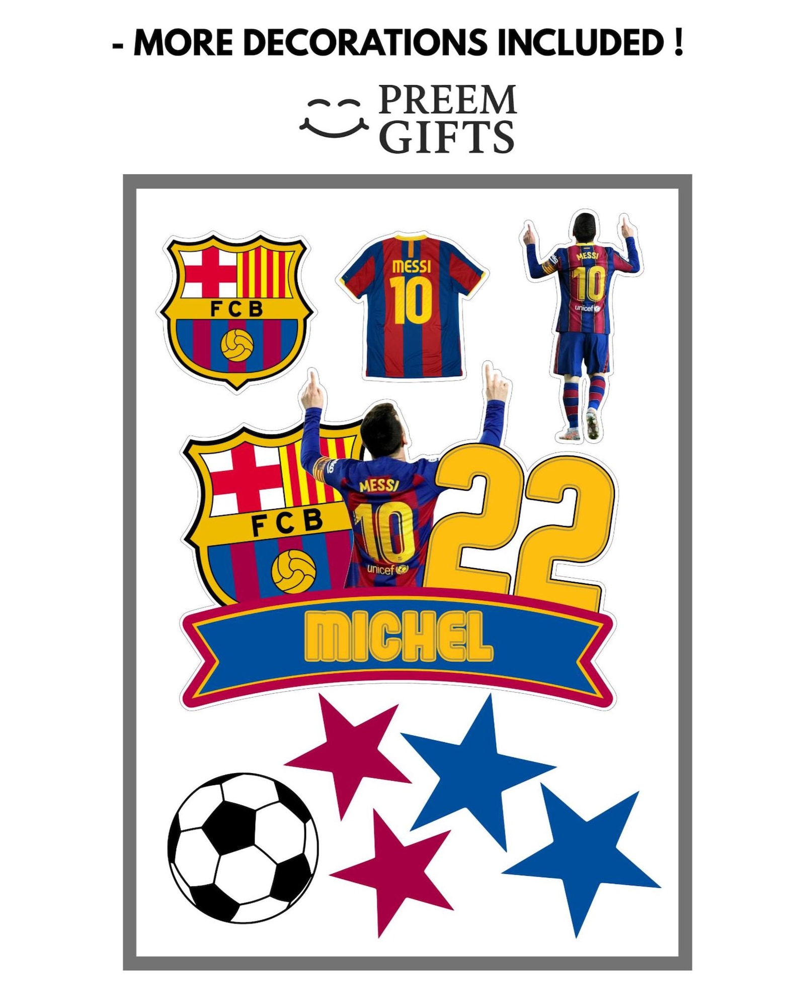 Personalized FCB Barcelona Leo Messi Cake Topper: FC Barcelona Theme ...