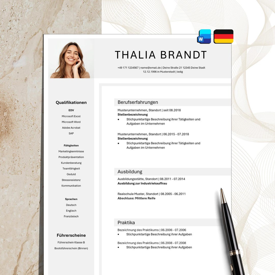 Word CV Template – Subtle & Elegant Design - Etsy