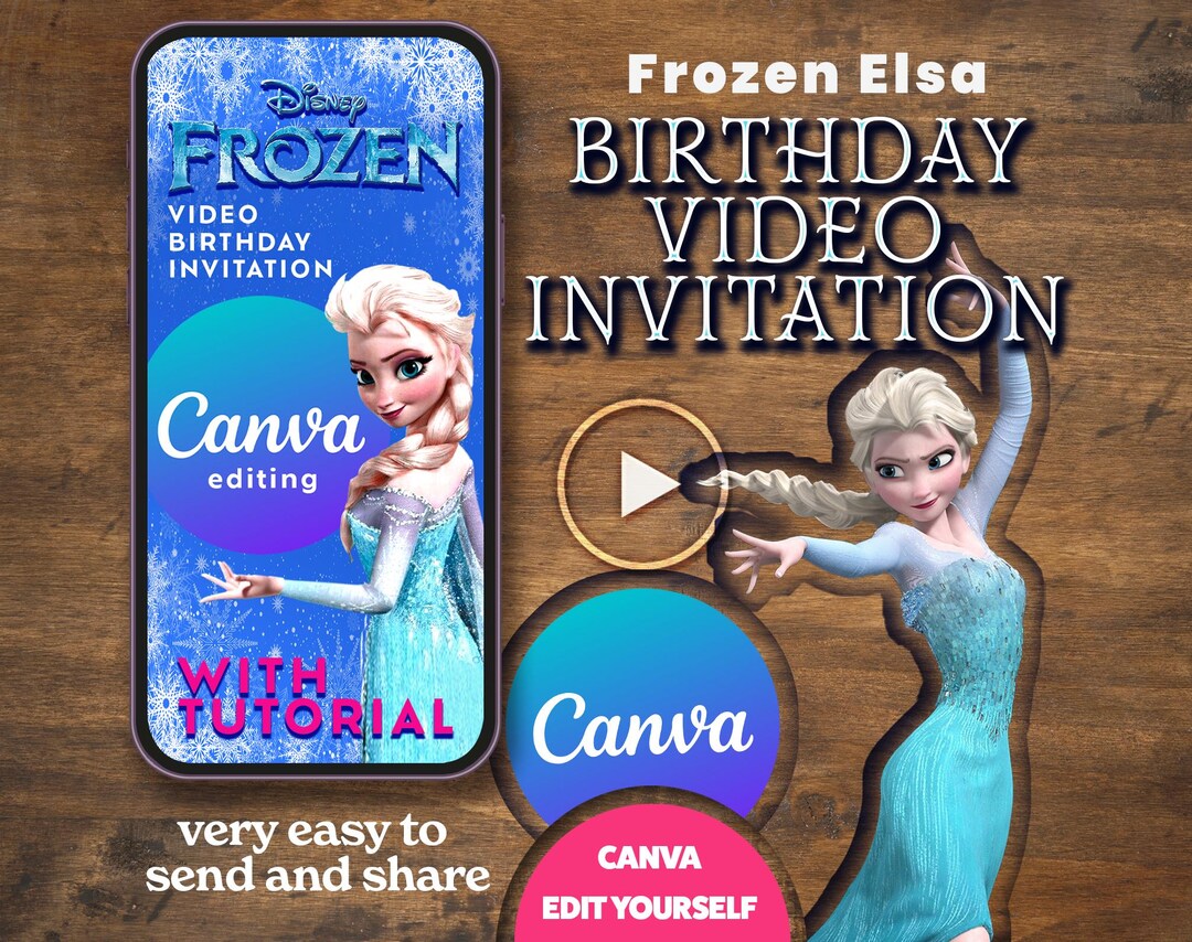 Canva Frozen Elsa Birthday Invitation Video | Animated Digital Invite ...