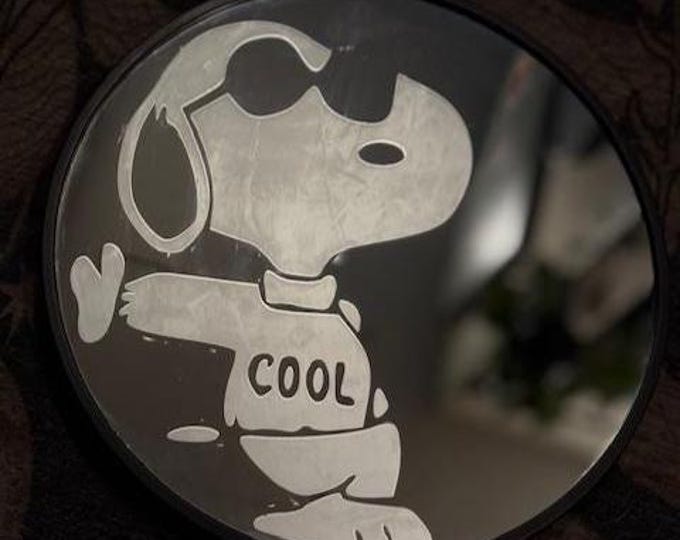 Snoopy Etched Mirror Black Frame - Etsy