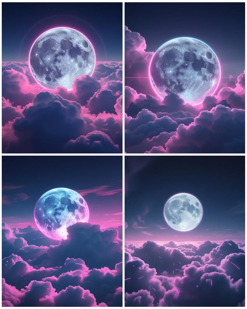 Arte mural neón Dreamcore: Impresión digital estética de cielo nocturno ...