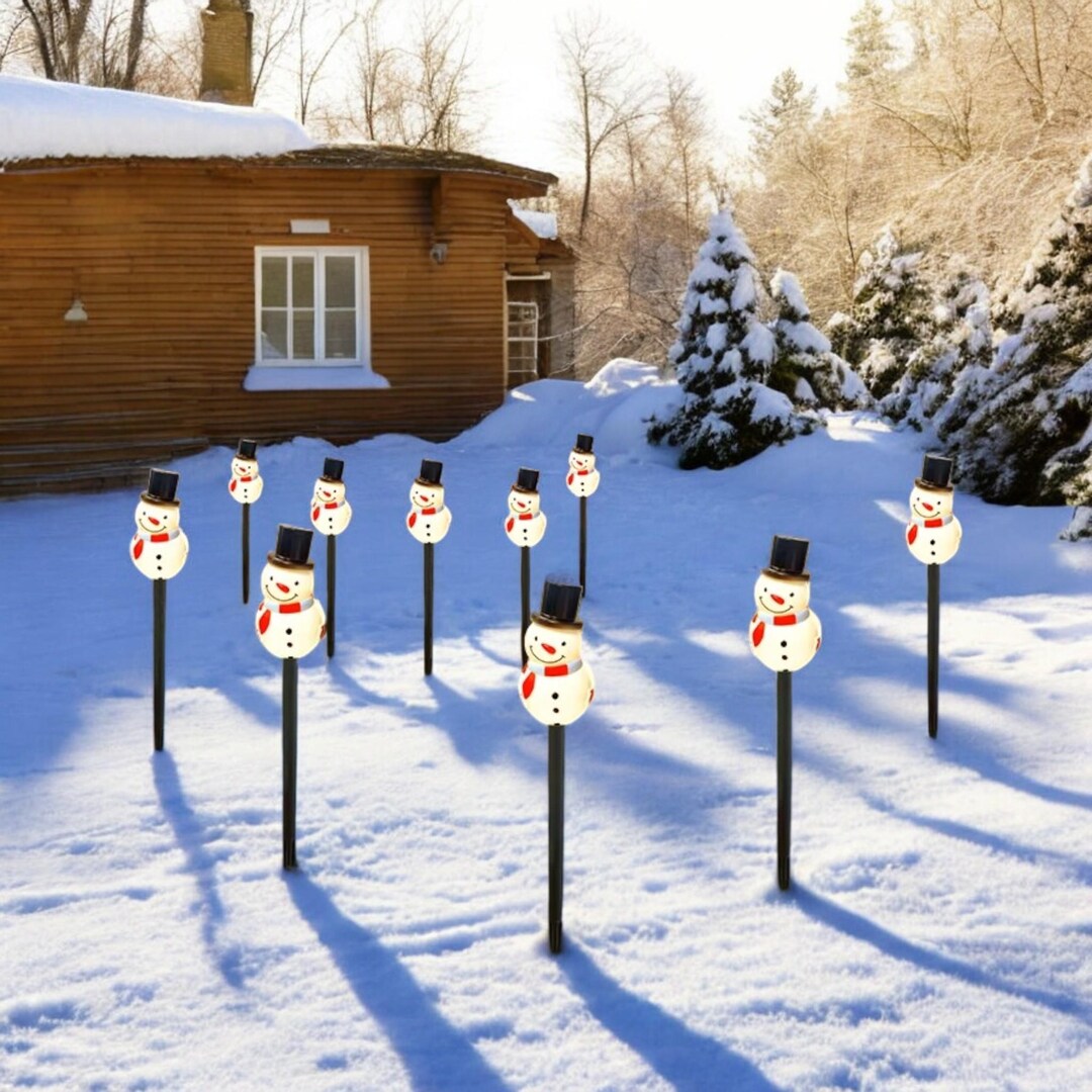 Snowman Solar Stake Lights Outdoor | Cute Garden Xmas Decor With Hat ...