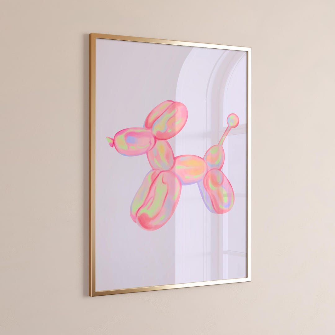 Pink Balloon Dog Print | Playful Pop Art Wall Decor | Modern Girly ...