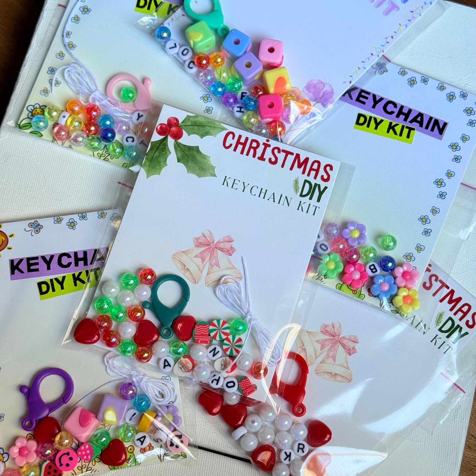 DIY Beaded Name Keychain or Bracelet Kit, Christmas Stocking Gift - Etsy