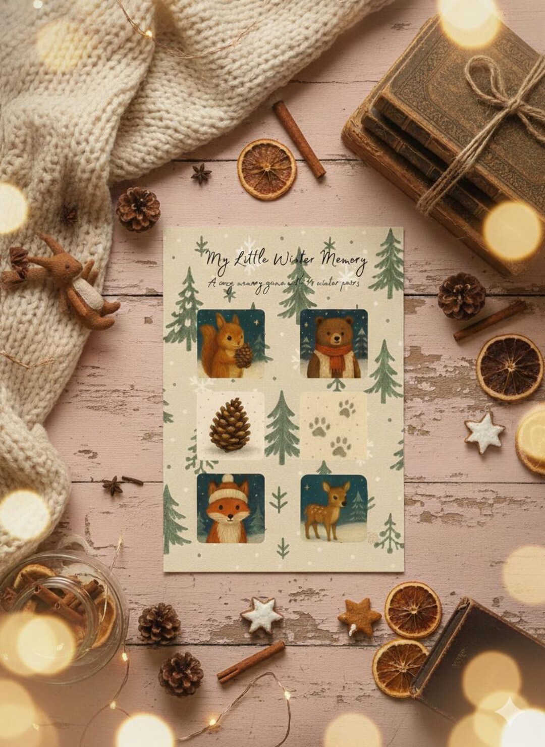 Woodland Animals Winter Memory Game | Montessori Matching Cards (PDF ...