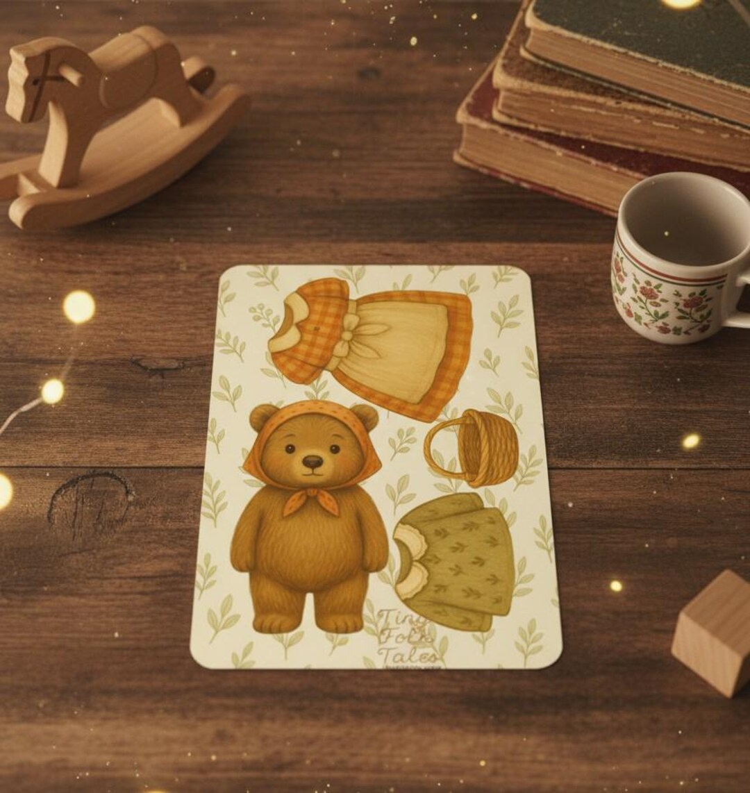 Printable Bear Paper Doll Set | Folk Dress up Toy (PDF) - Etsy UK