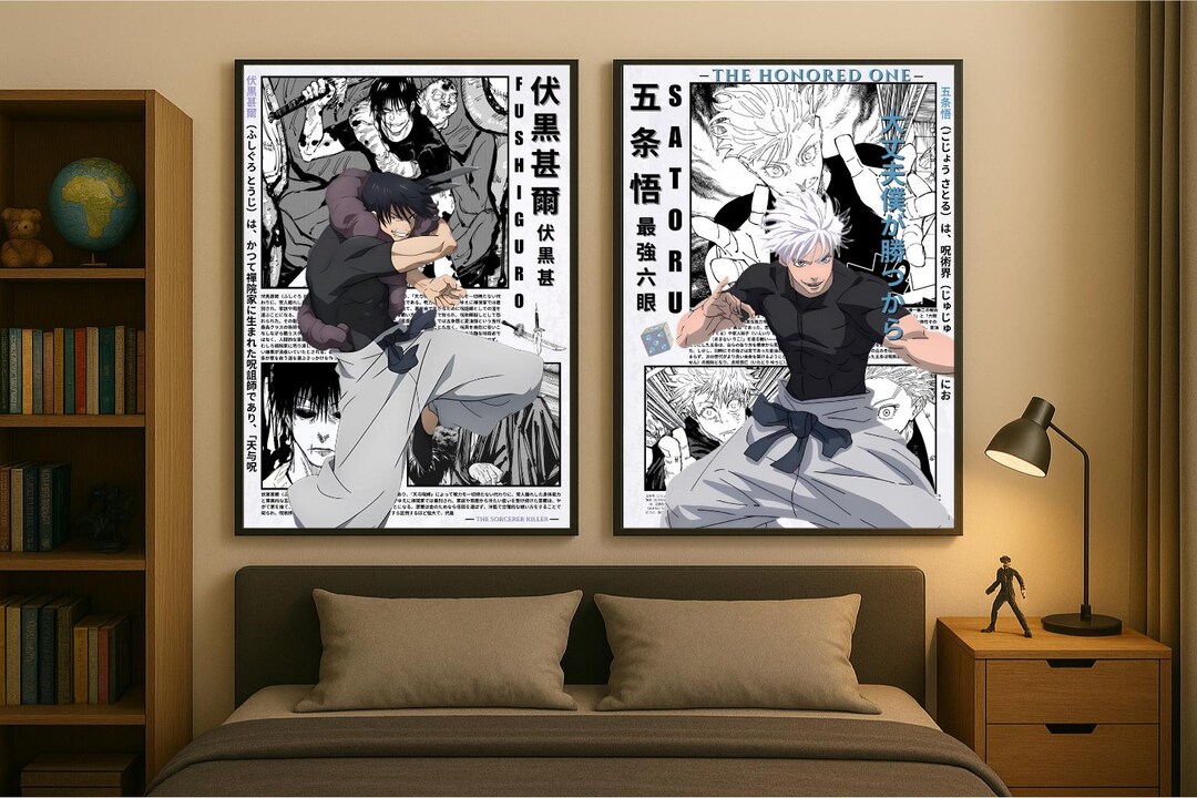 Set of 2 Anime Wall Art Posters – Toji and Gojo | Japanese Jujutsu ...