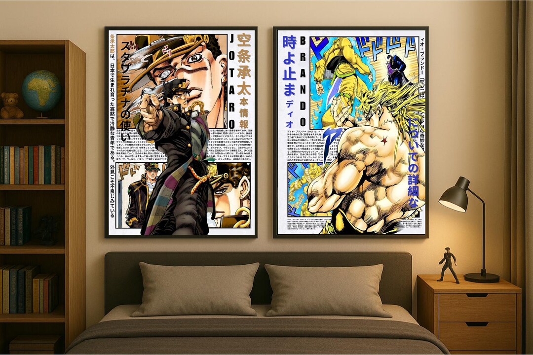 Set of 2 Anime Wall Art Posters – Jotaro &dio Jojo Bizarres Adventures ...