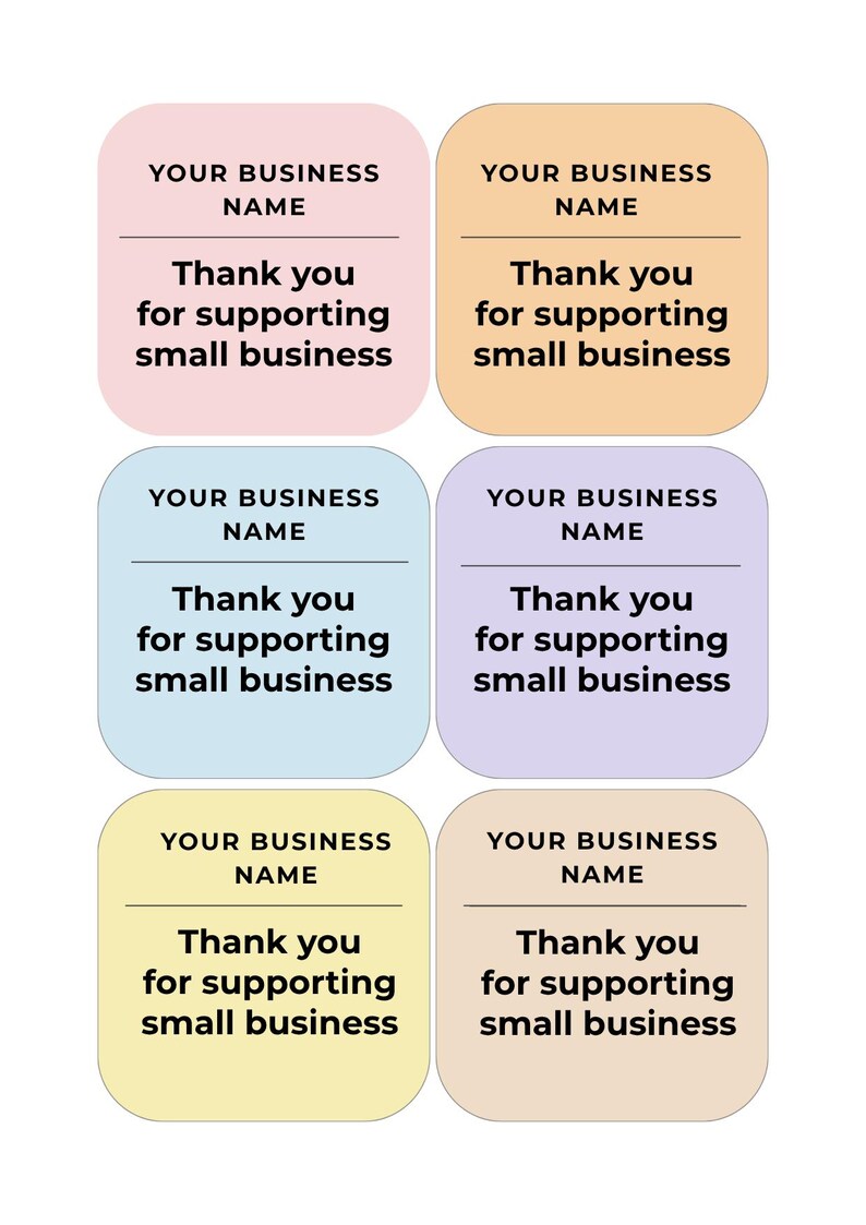 Editable Thank You Sticker Template | Pastel Small Business Labels ...