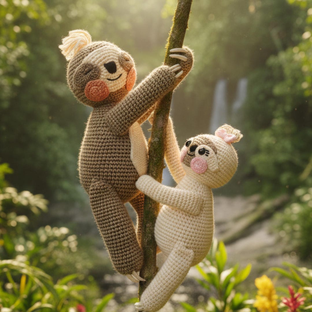 Crochet Sloth Couple Amigurumi Pattern | Hugging Sloths (PDF) - Etsy
