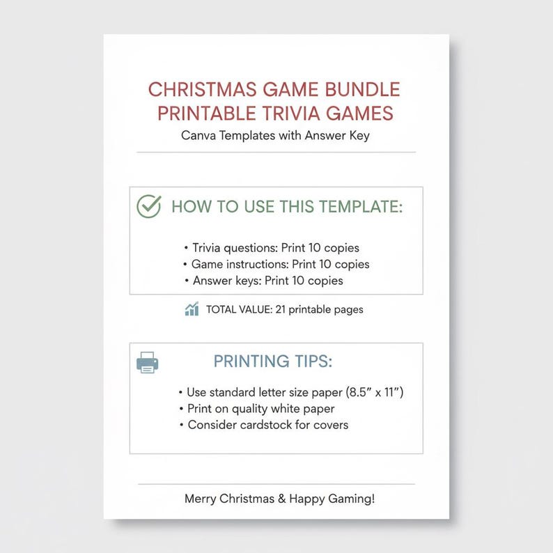 Christmas Trivia Game Template Printable | Blank Question Sheet With ...