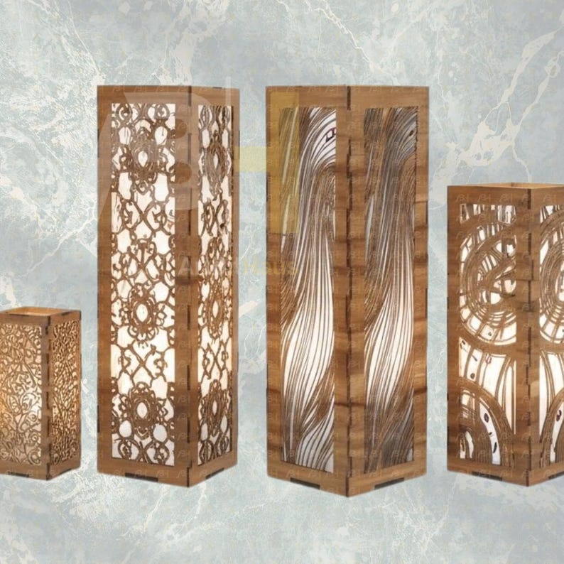Laser Cut Table Lamp Bundle | Wooden Night Light Lantern Digital ...