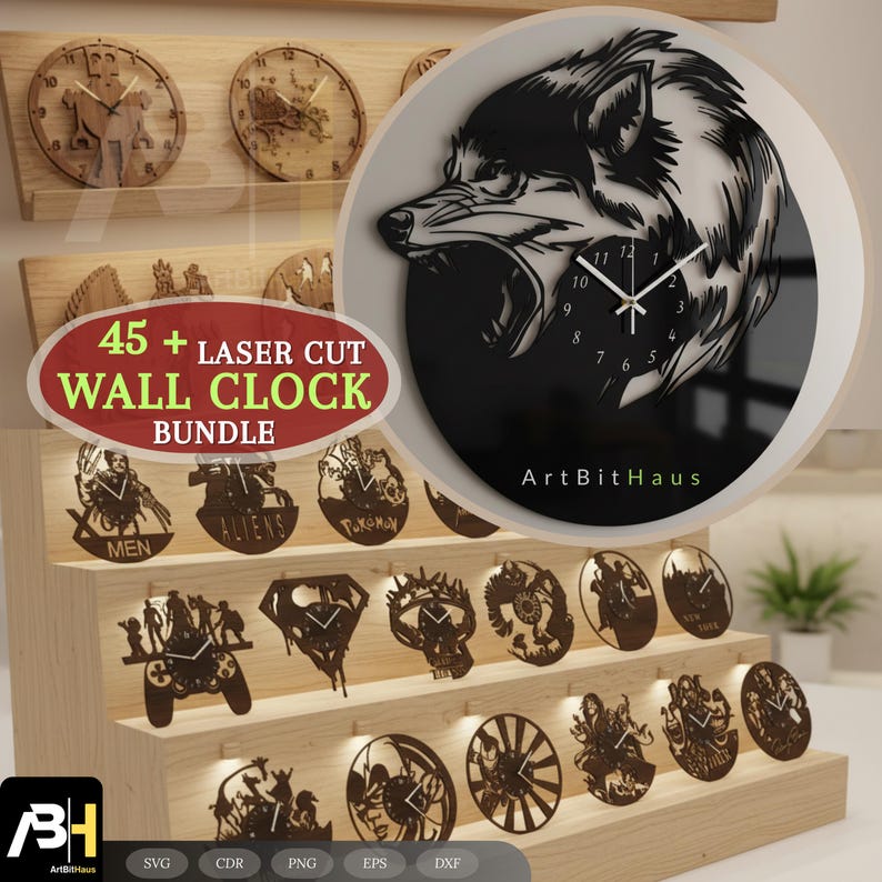 Laser Cut Wall Clock Bundle | CNC Templates (digital Download) - Etsy