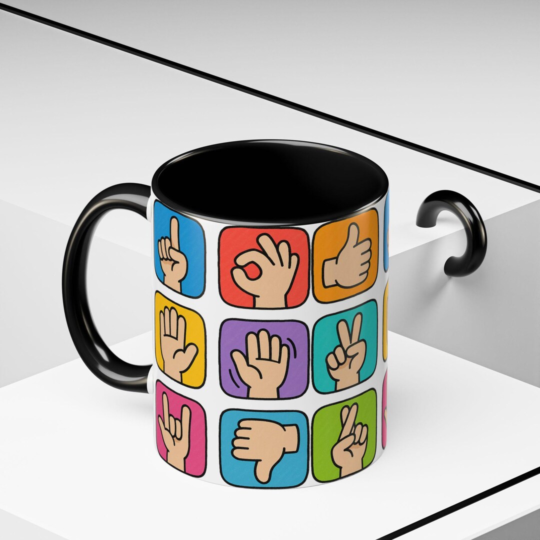 ASL Hand Signs Mug | Accent Coffee Mug 11oz 15oz - Etsy
