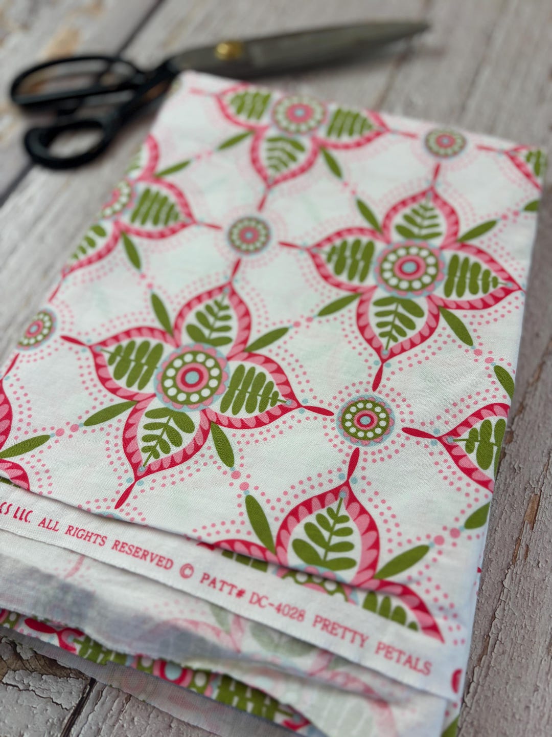 Michael Miller Designer Cotton Fabric: Pink, Green, Blue - 1 5/8 Yards ...