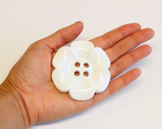Giant Flower Buttons, Giant WHITE Flower Buttons 6.5cm, Extra Large ...