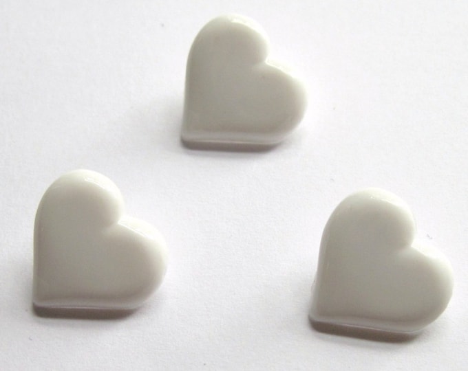 White Heart Buttons, 20x White Heart Shank Buttons, Valentines Buttons ...