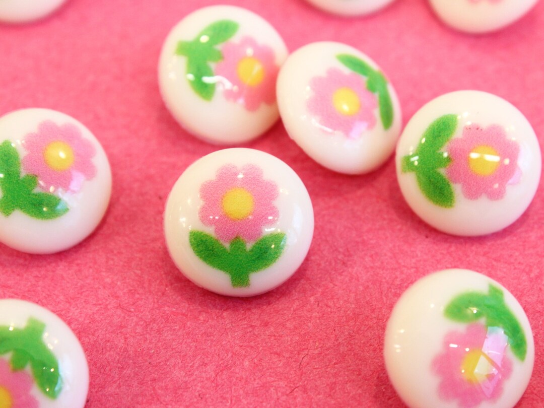 10x Cute Flower Buttons, Pink Flower Shank Backing Buttons, Buttons for ...