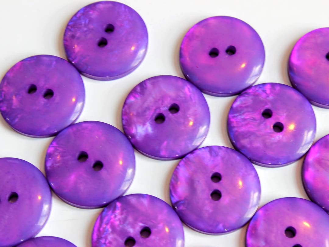 Purple Mother of Pearl Buttons, 10x Royal Purple Buttons, Pearly Sheen ...