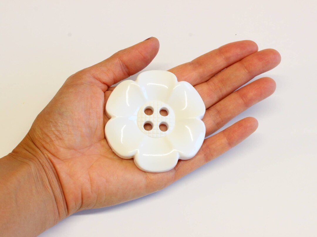 Giant Flower Buttons, Giant WHITE Flower Buttons 6.5cm, Extra Large ...