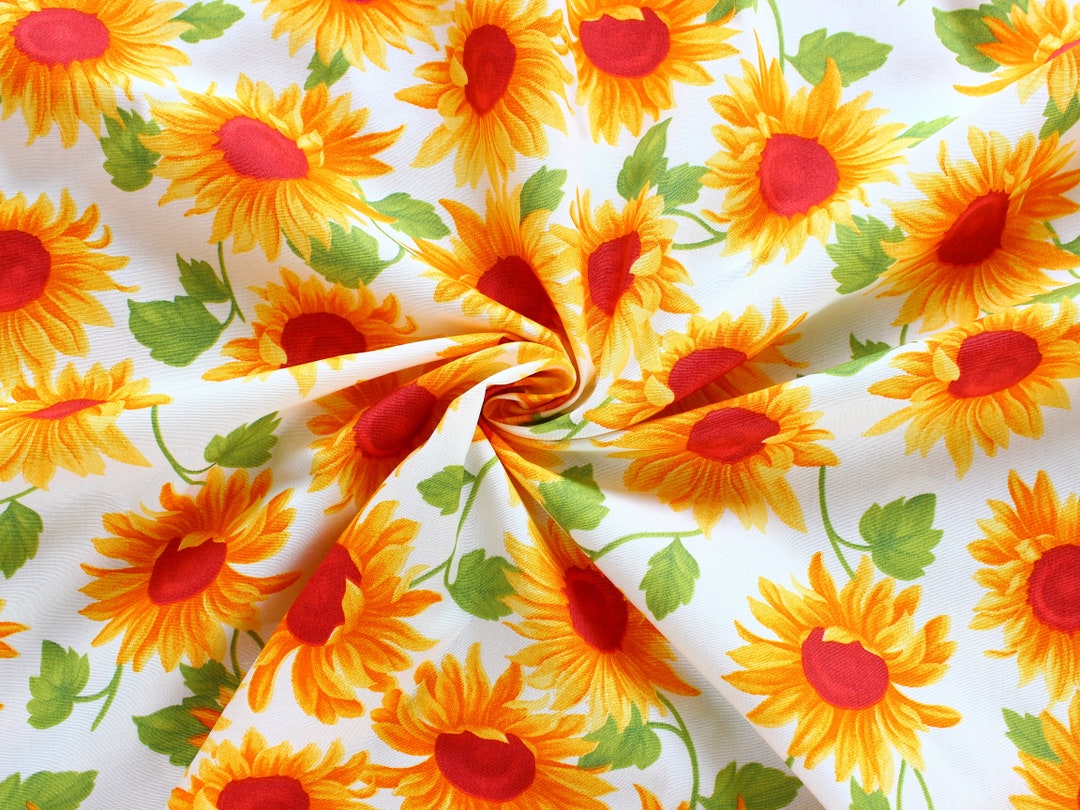 Sunflower Print Cotton, Pure Cotton Flowers Fabric, Rose and Hubble ...