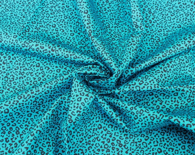 Teal Blue Cheetah Fabric Blue and Green Cheetah Print Teal Background ...