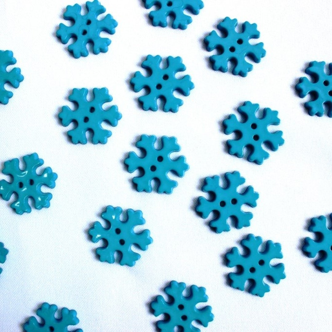 10x Blue Snowflake Buttons, Frozen Buttons, Snowflake Buttons, Blue ...