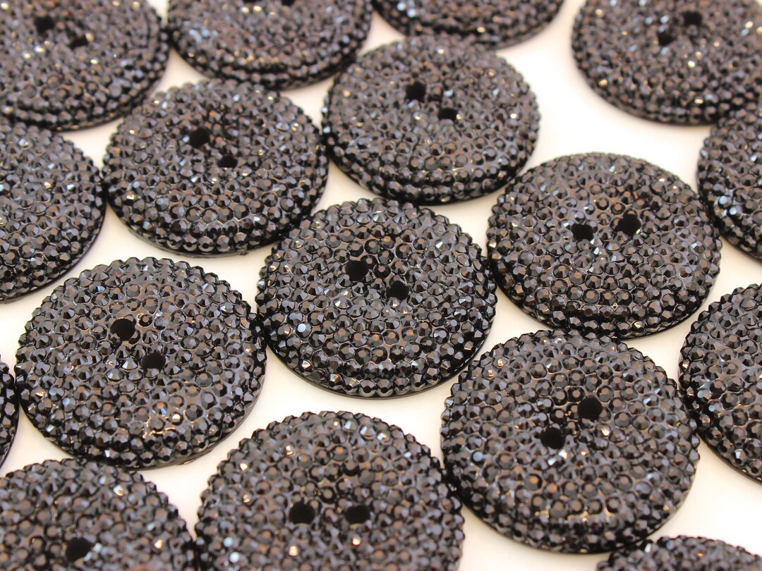 Giant BLACK Sparkle Buttons, Large Plastic Diamante Buttons 3cm, Extra ...